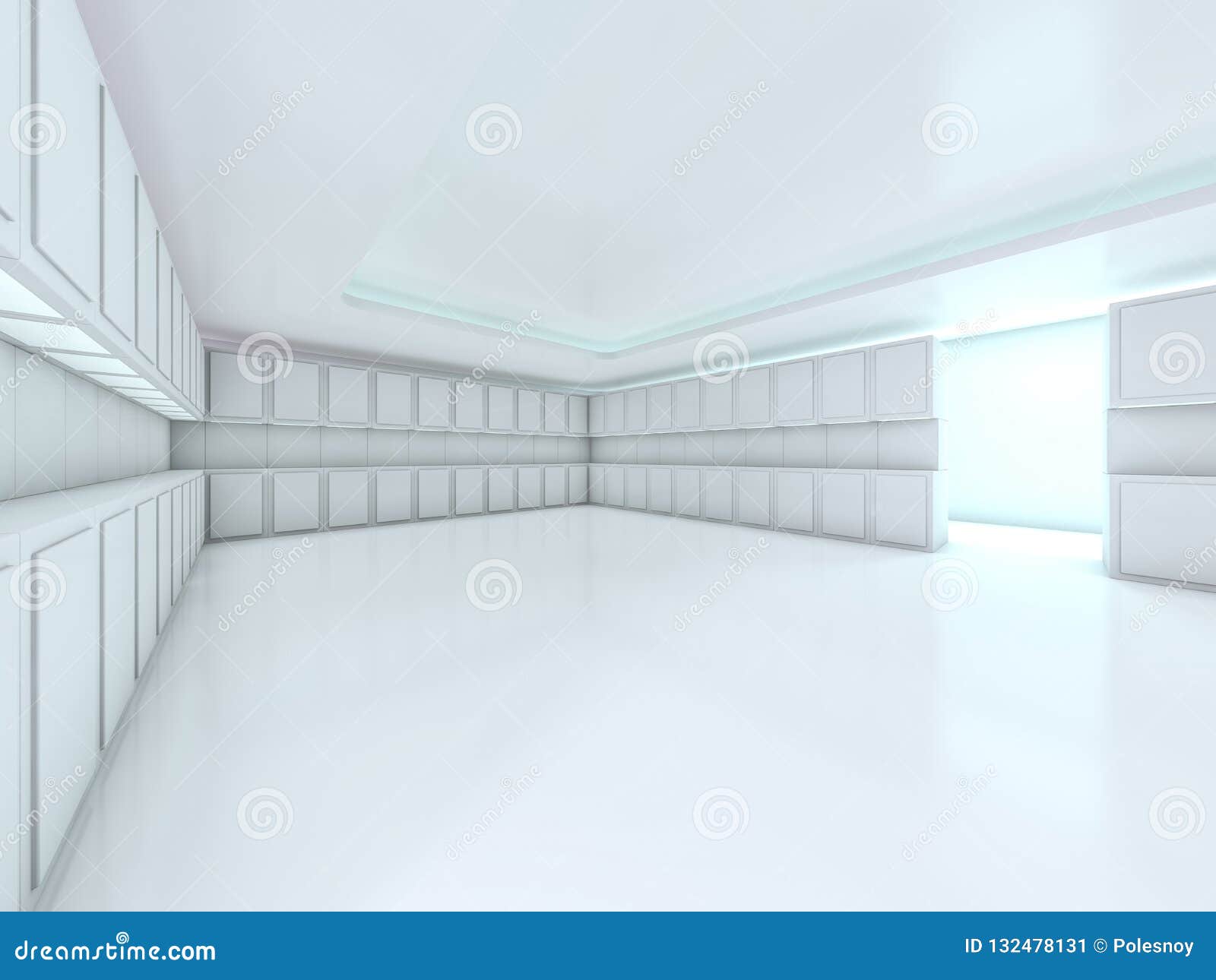Abstract Modern Architecture Background, Empty Open Space Interior. 3D ...