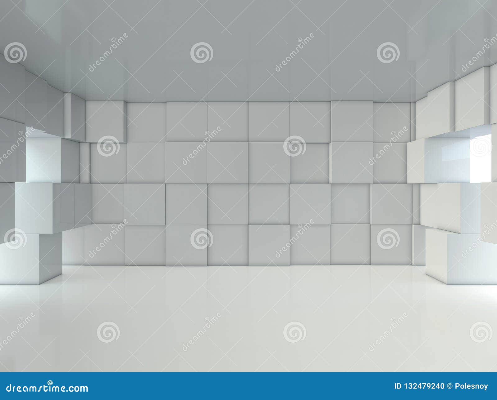Abstract Modern Architecture Background, Empty Open Space Interior. 3D ...