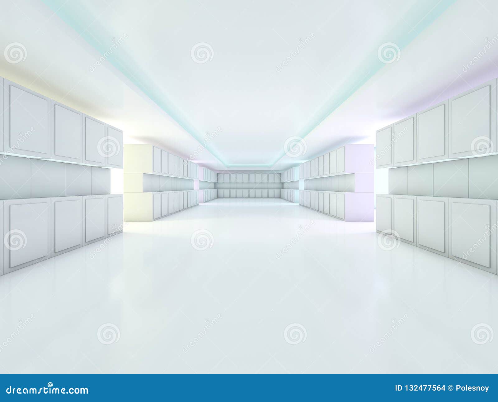 Abstract Modern Architecture Background, Empty Open Space Interior. 3D ...