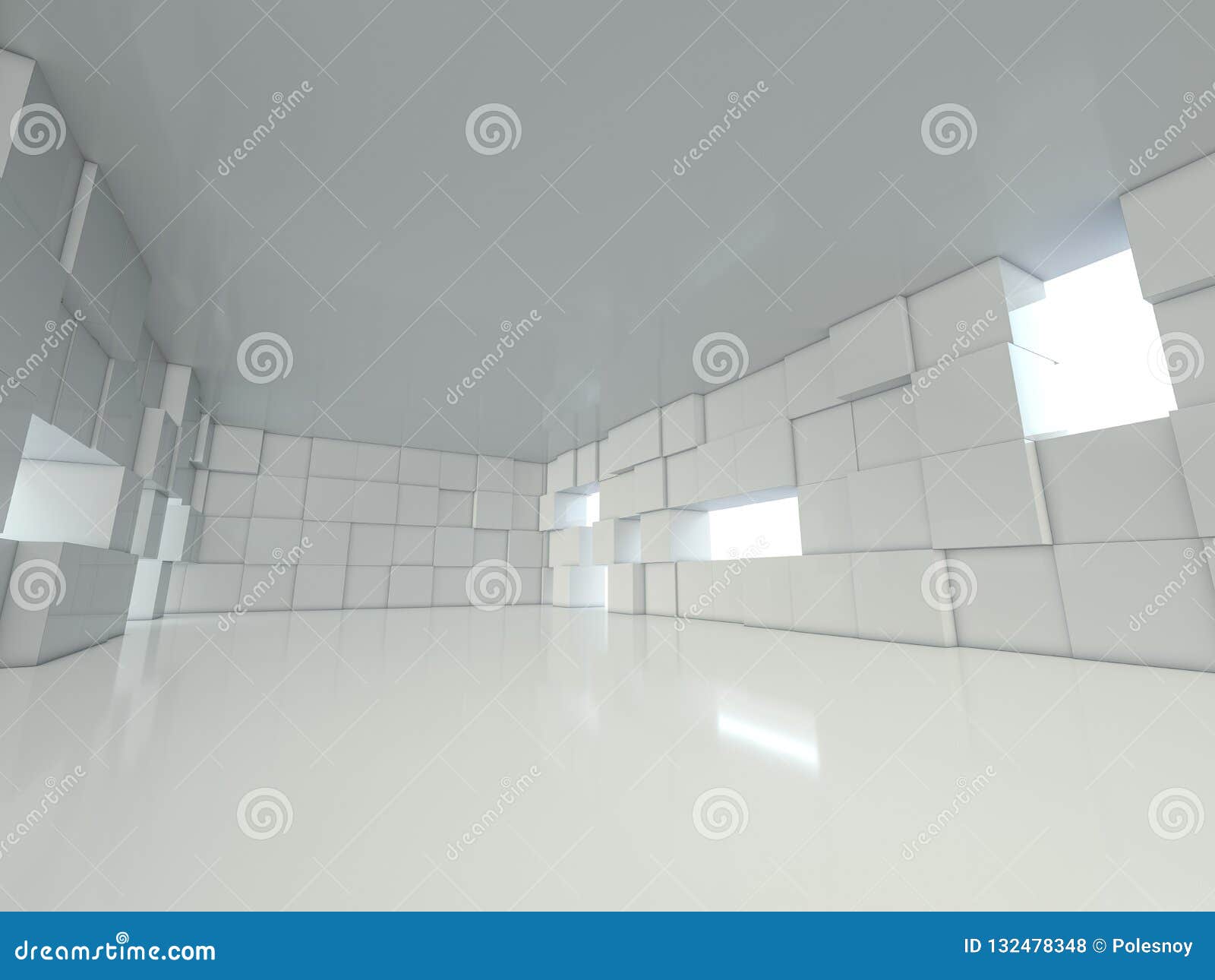 Abstract Modern Architecture Background, Empty Open Space Interior. 3D ...