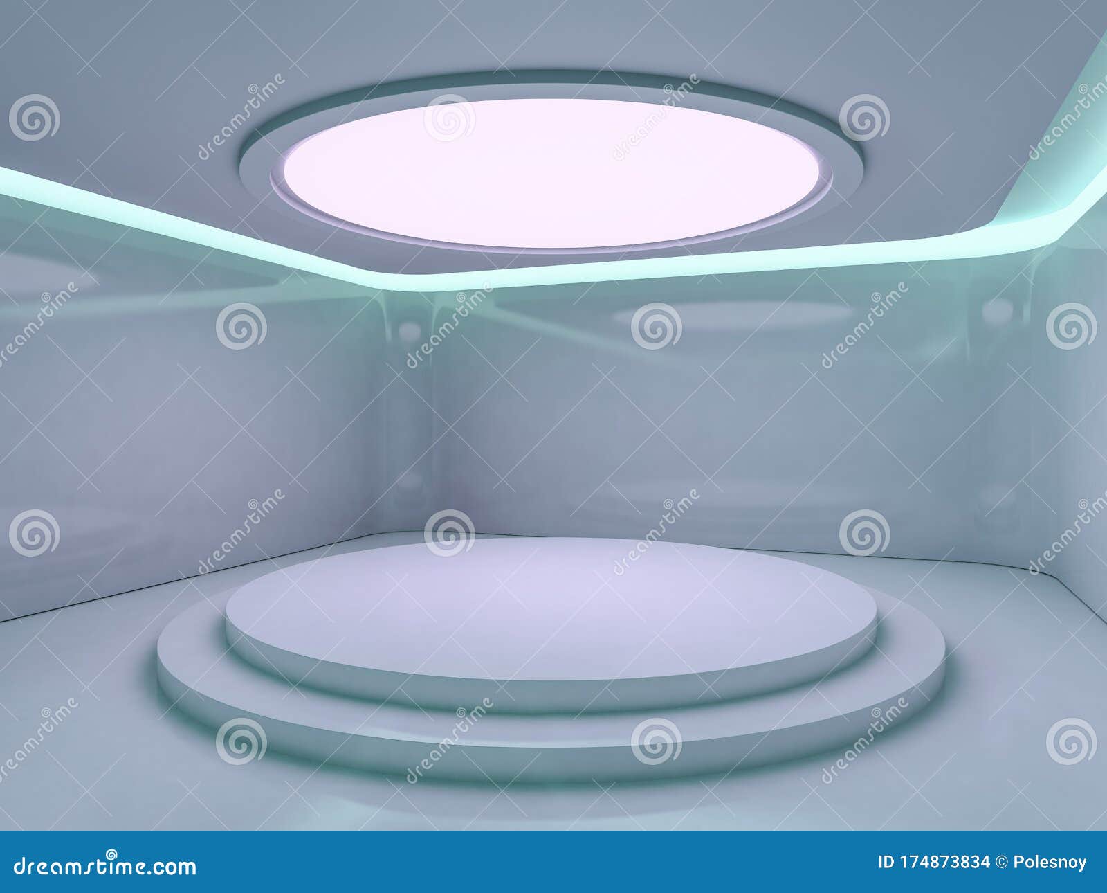 Abstract Modern Architecture Background, Empty Open Space Interior. 3D ...
