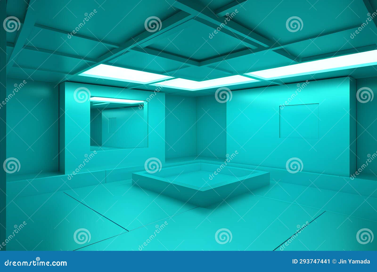 Abstract Modern Architecture Background, Empty Open Space Interior. 3D ...