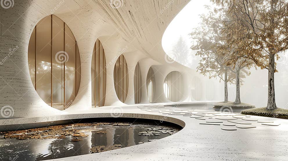 Abstract Modern Architecture Background, Rounded and Rectangular ...