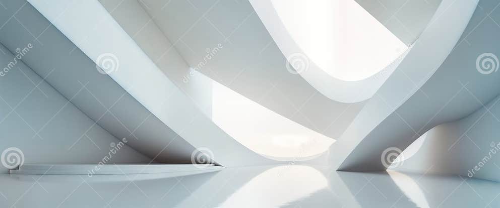 Abstract Modern Architecture Interior. White Structures Intersect ...
