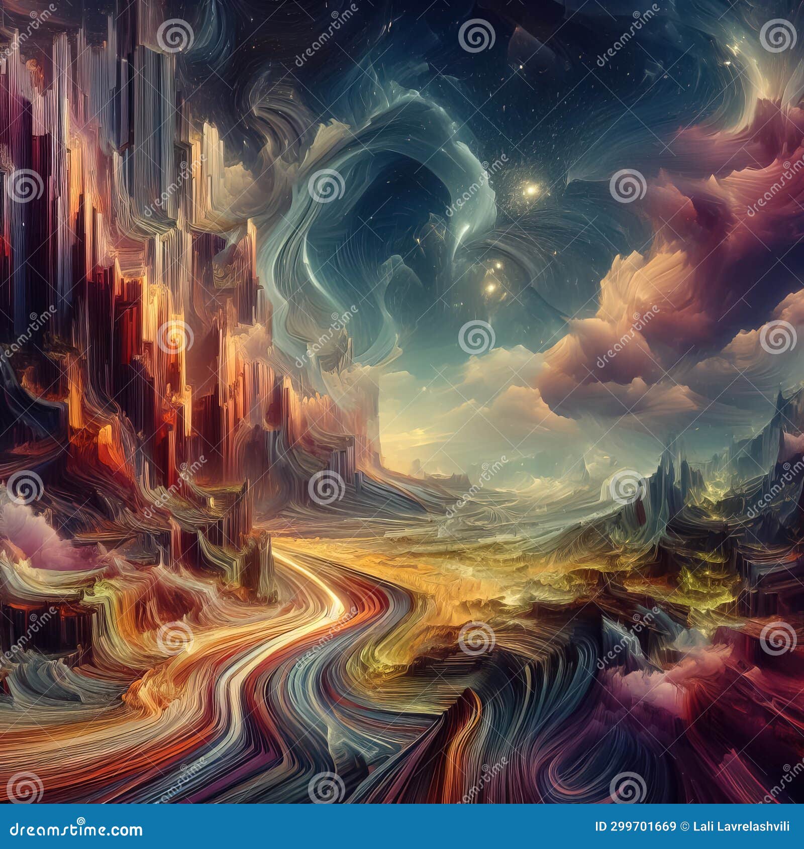 An Abstract Modern Art Liminal Dream Landscape Scene, Surreal Art ...