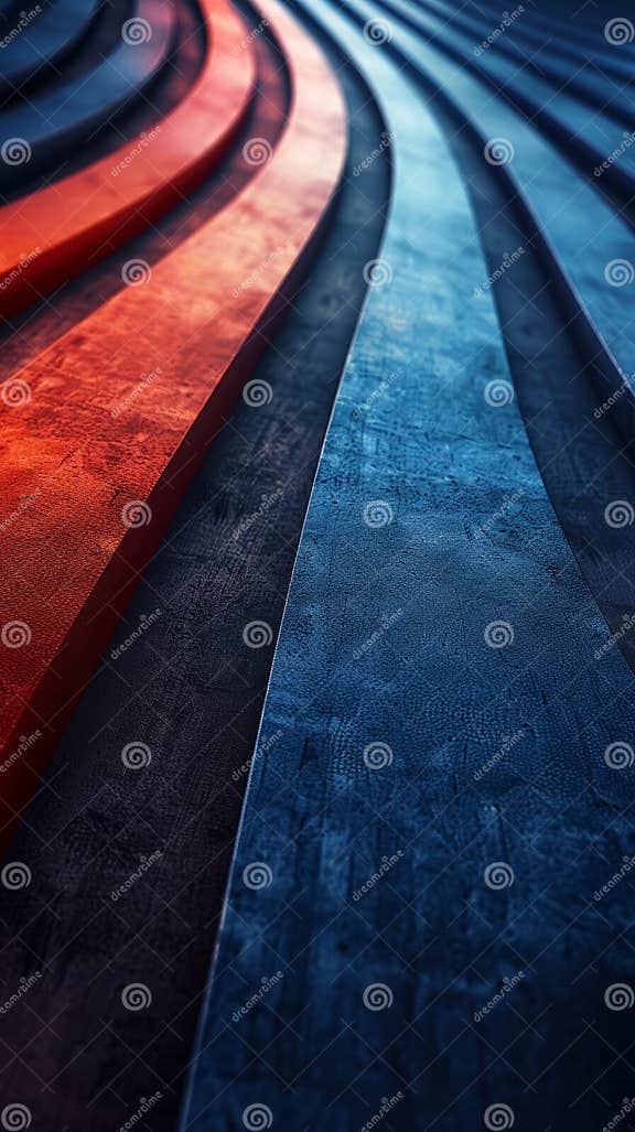 Abstract Modern Art with Red and Blue Curved Lines on Textured Surface ...