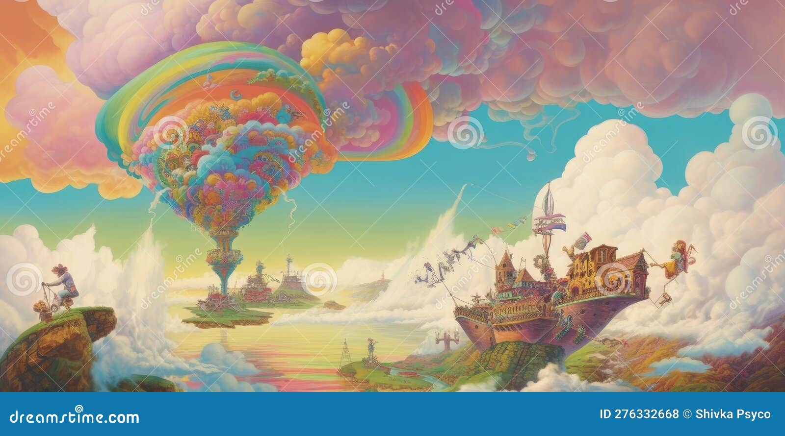 Abstract Modern Art Tippy Psychedelic Colorful Landscape Generative AI ...