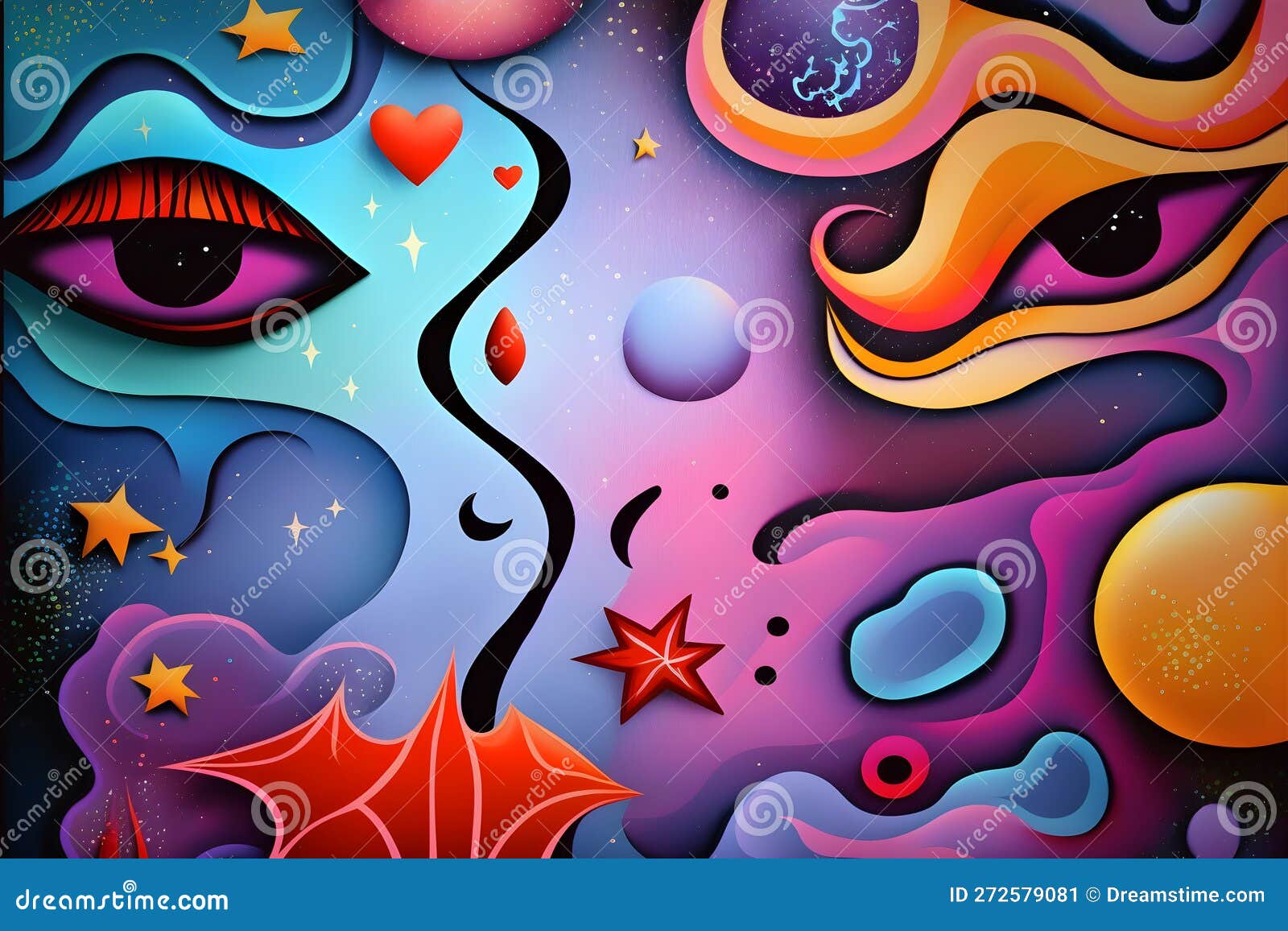 Abstract Modern Art Work with Strange Faces in Picasso Style Stock ...