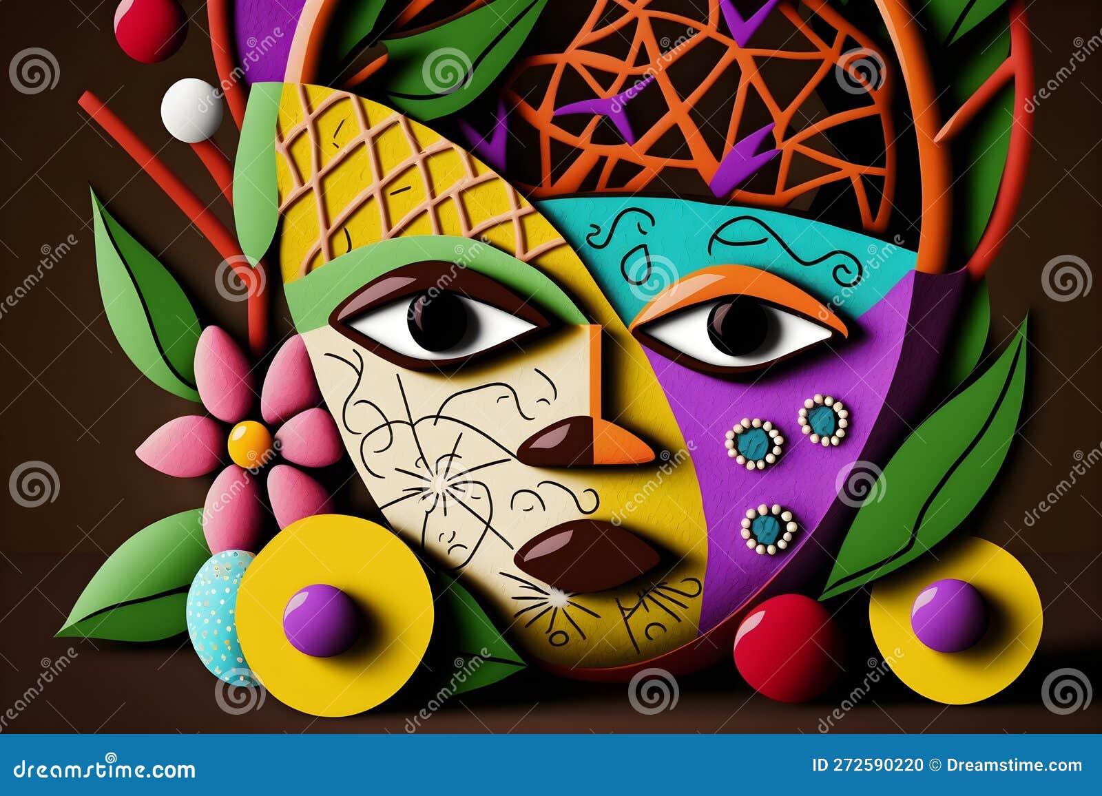 Abstract Modern Art Work with Strange Faces in Picasso Style Stock ...