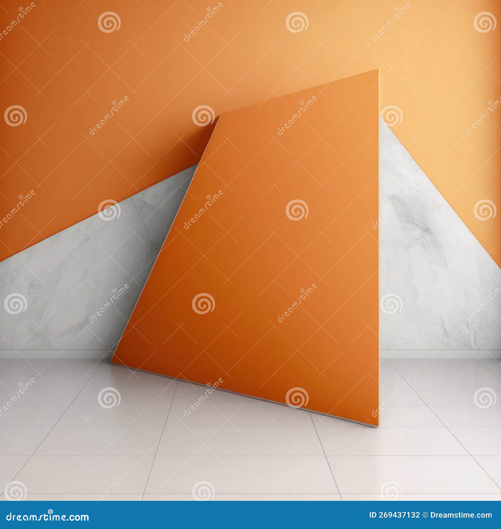 Abstract Modern Background, Muted Orange Trapezoid with Intricate ...