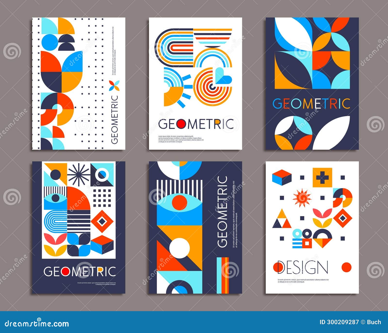 Abstract Modern Bauhaus Geometric Pattern Template Stock Illustration ...
