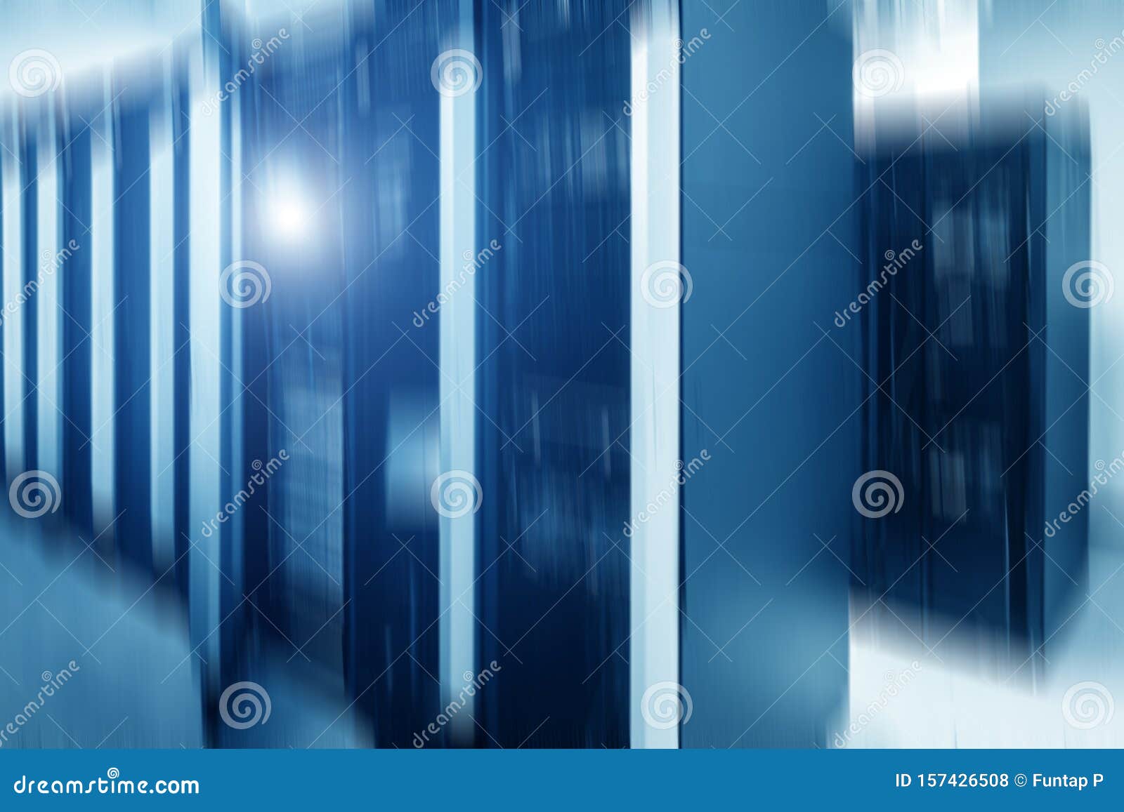 Abstract Modern Blue Datacenter. Blurred Server Room. Stock Photo ...