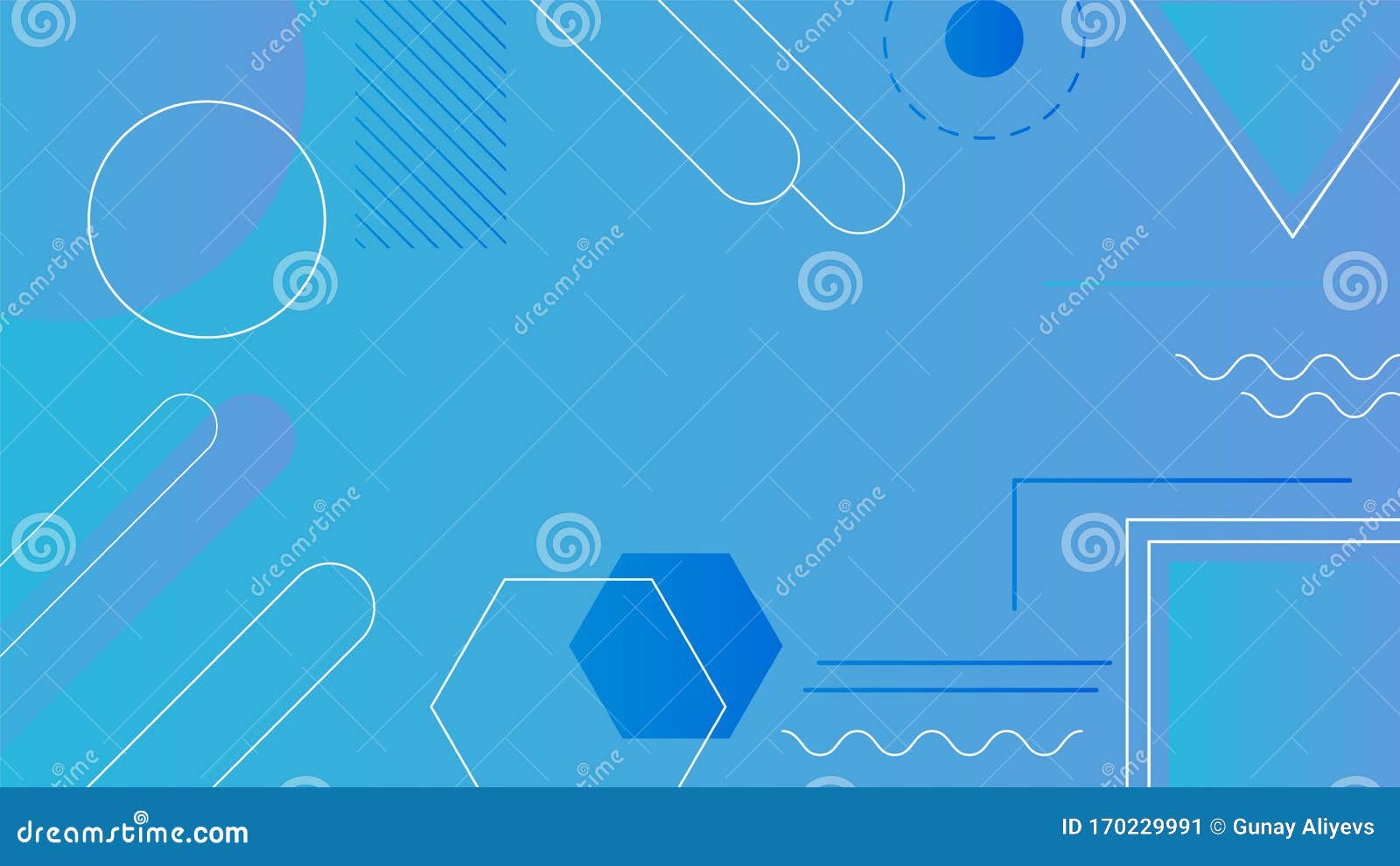 Abstract Modern Blue Gradient Background with Outline Shapes Stock ...