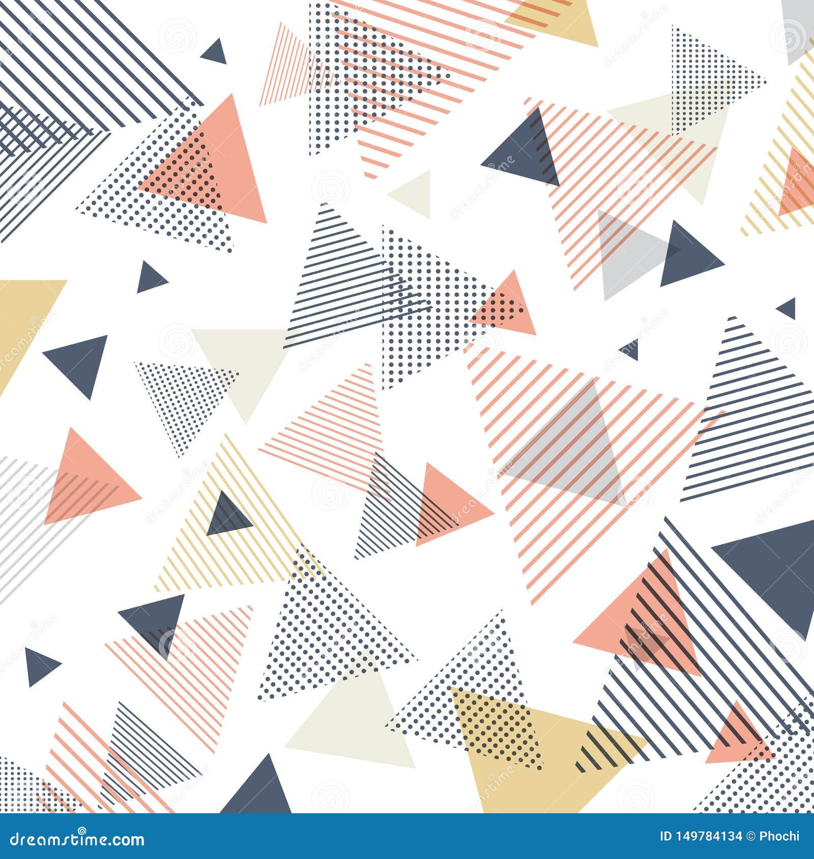 Abstract Modern Blue, Orange, Yellow Triangles Pattern with Lines ...