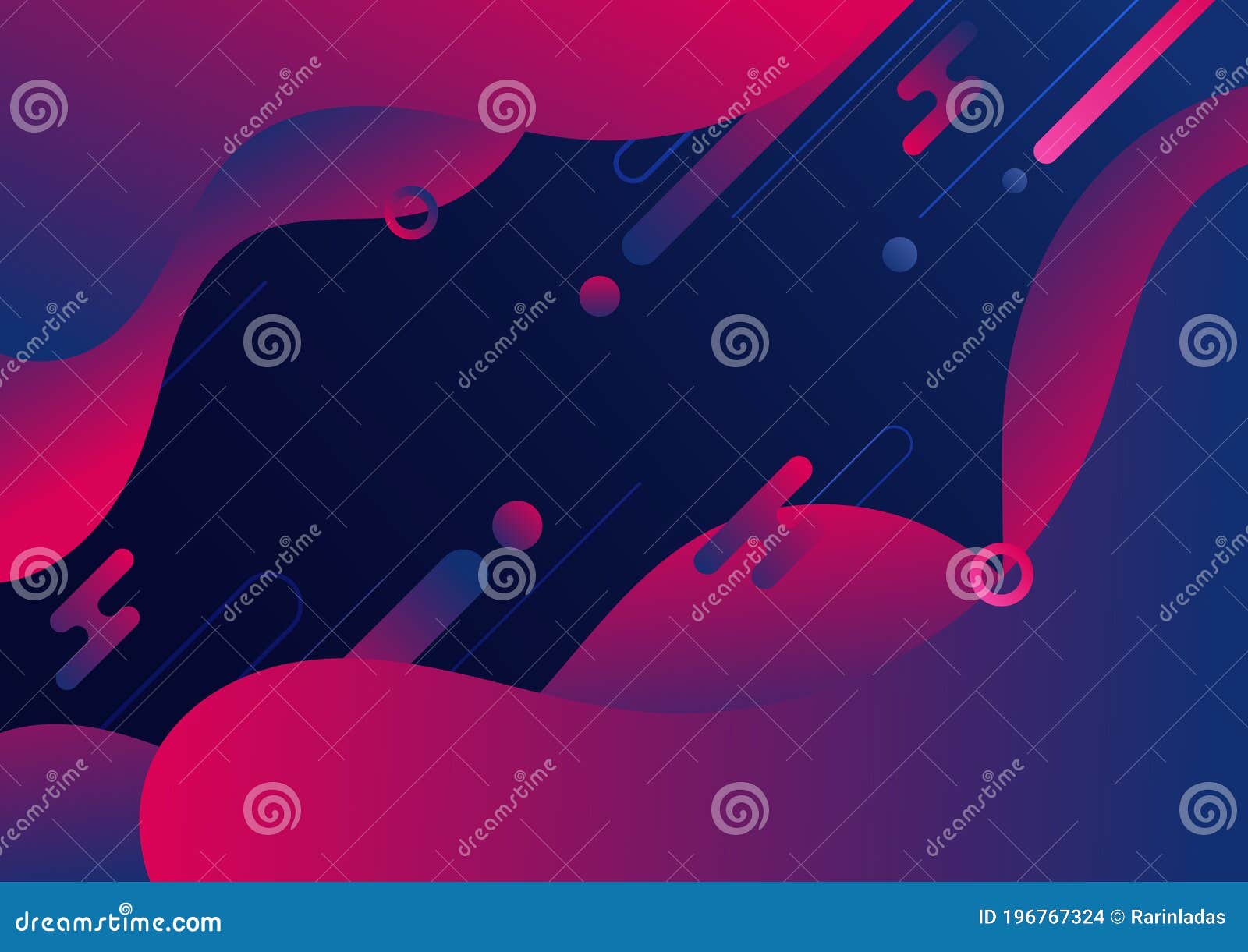 Abstract Modern Blue and Pink Fluid Gradient Wave Shape with Geometric ...