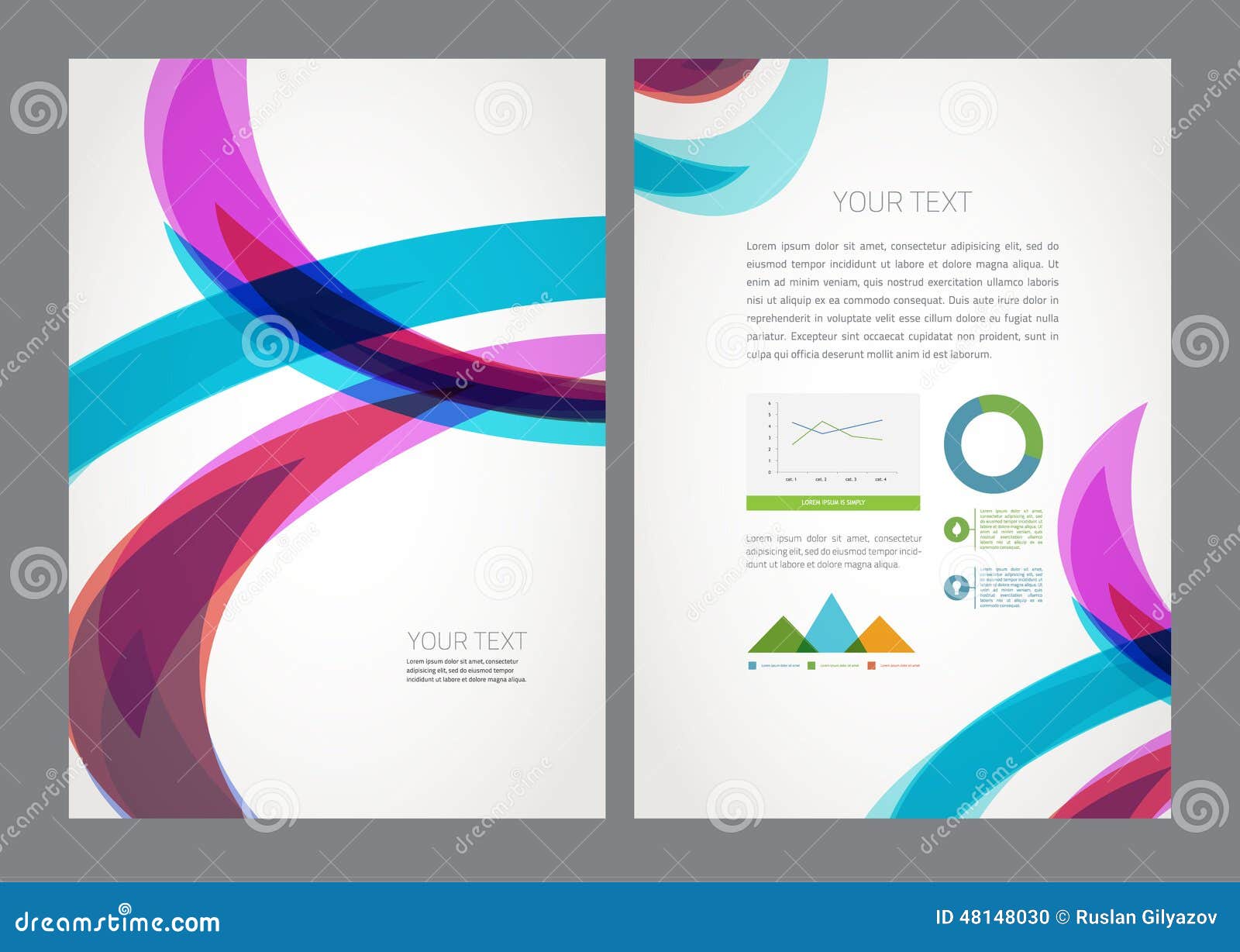 Abstract Modern Bright Multicolored Wave Flyer. Stock Vector ...