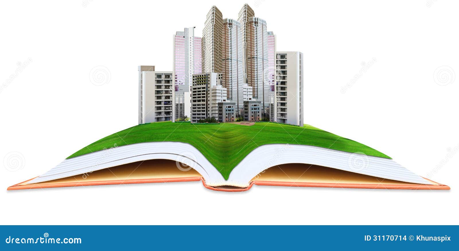 Abstract of Modern Building on Green Grass Field Stock Photo - Image of ...