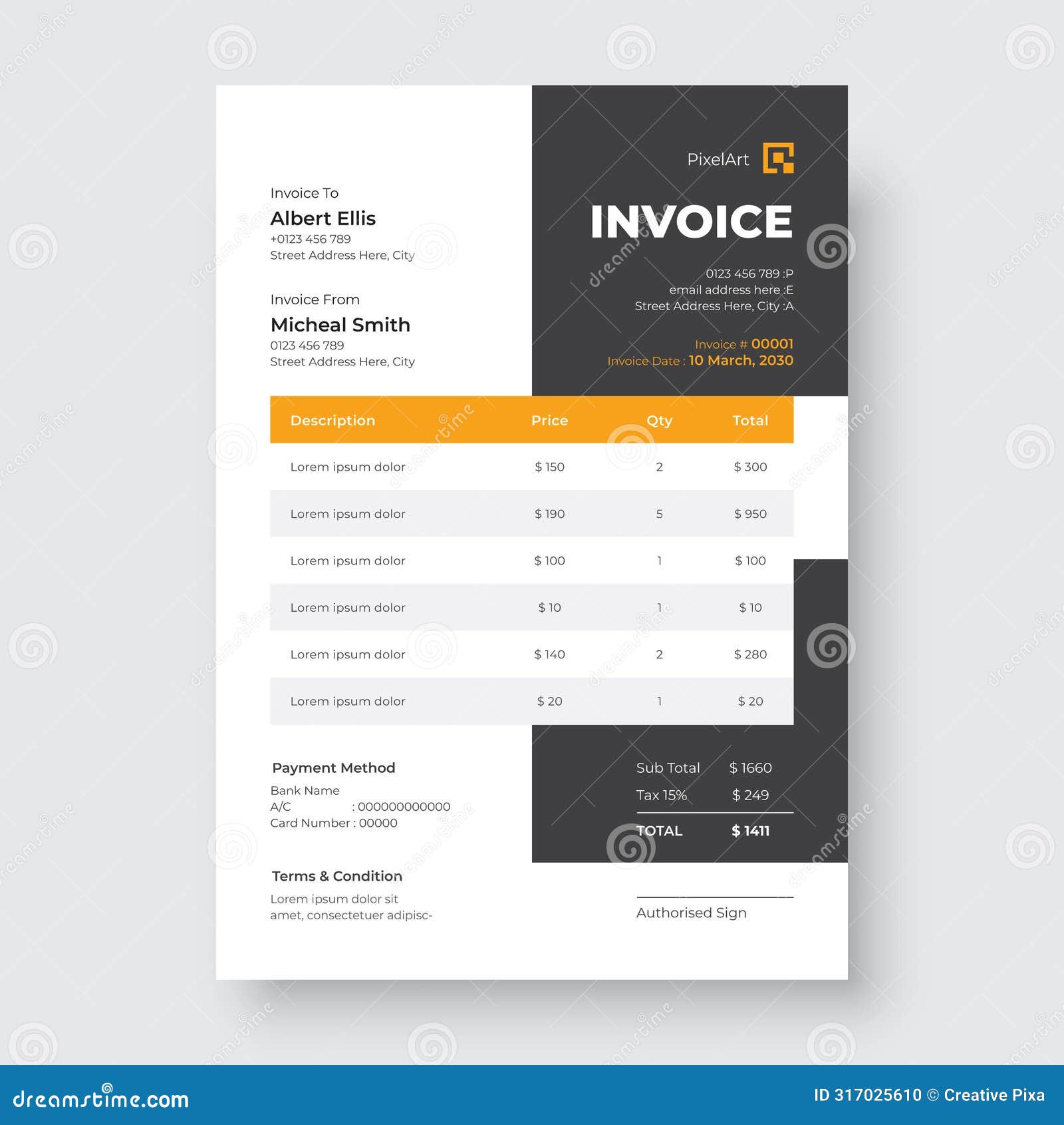 Abstract Modern Business Invoice Template Stock Vector - Illustration ...