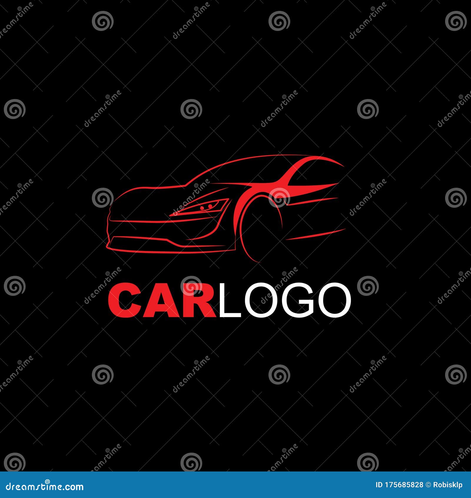 Car Logo Line Art Red on Black Background Stock Vector - Illustration ...