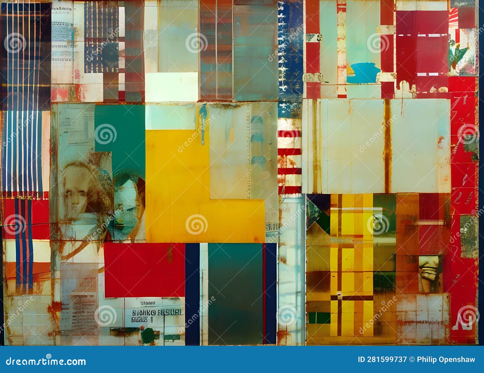 Modern Collage and Mixed Media Themed Painting with Complementary ...