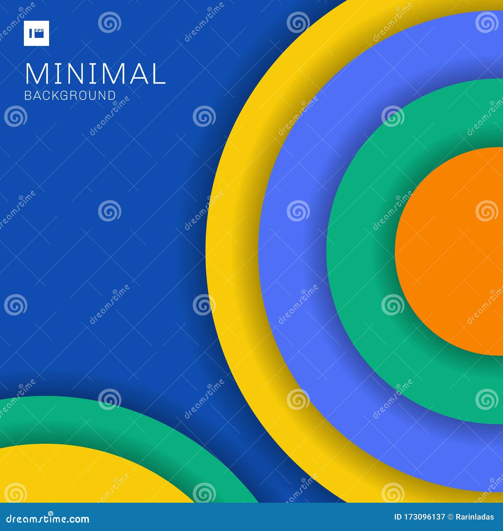 Abstract Modern Colorful Circles Overlapping with Shadow on Blue ...