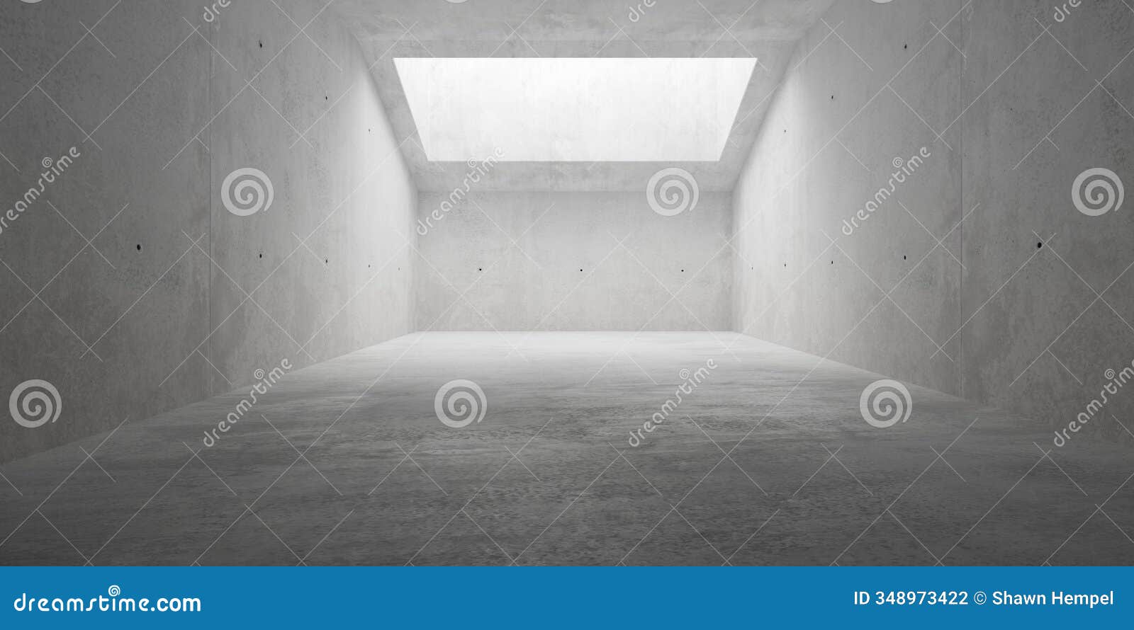 Abstract Modern Concrete Room with Angled Rectangular Light Shaft ...