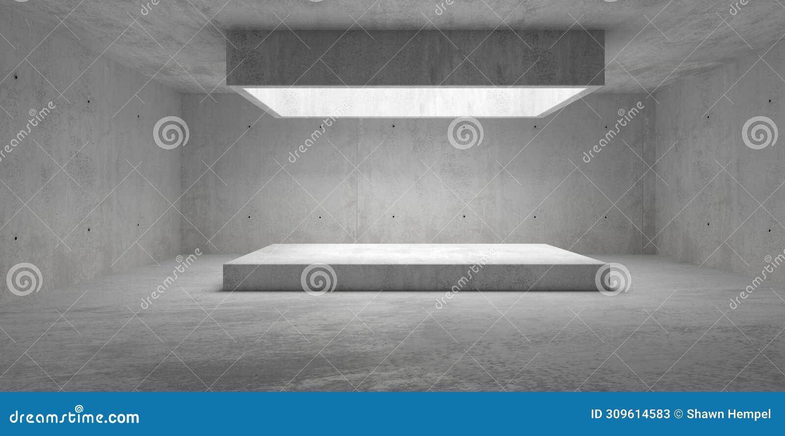 Abstract Modern Concrete Room with Rectangular Light Shaft Opening in ...