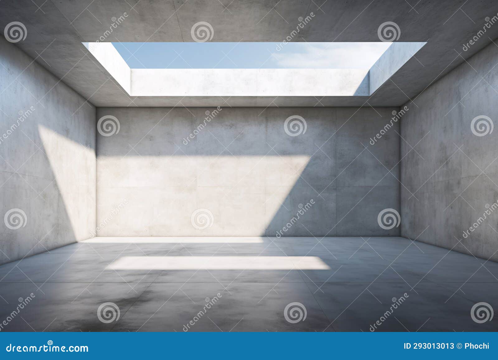 Abstract Modern Concrete Room with Skylight Stock Illustration ...