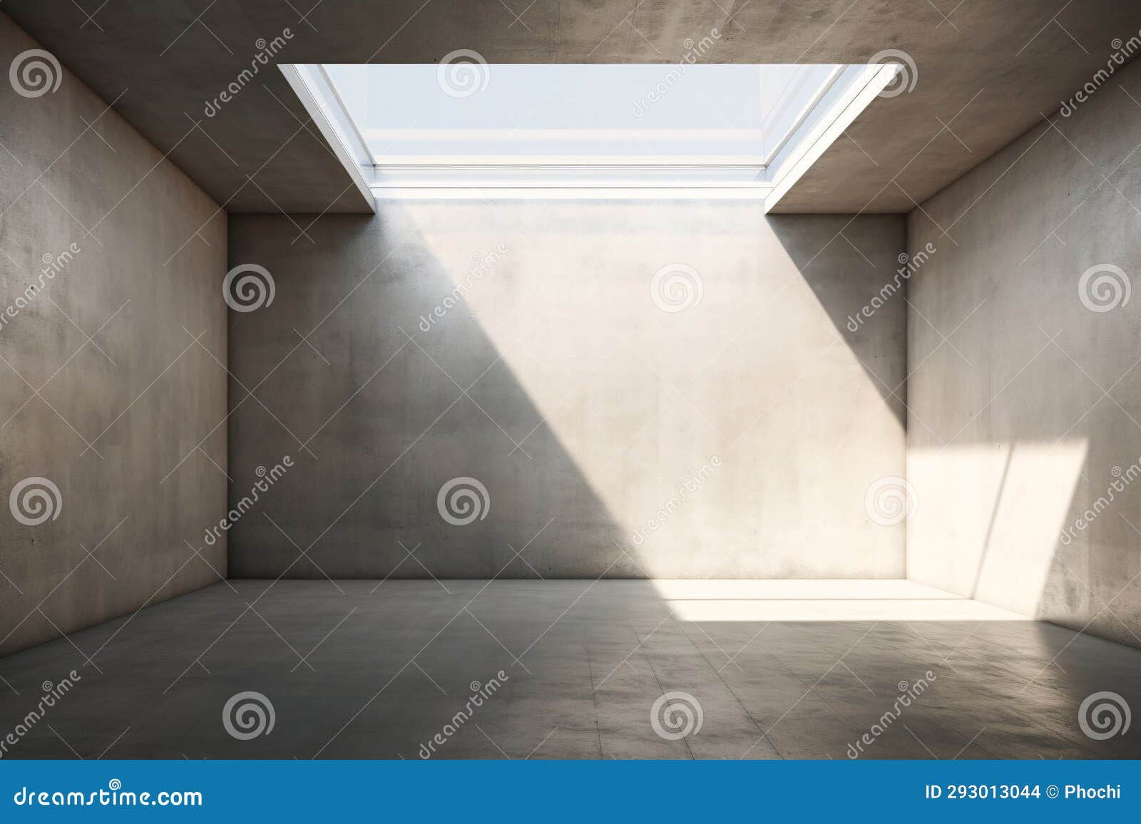 Abstract Modern Concrete Room with Skylight Stock Illustration ...
