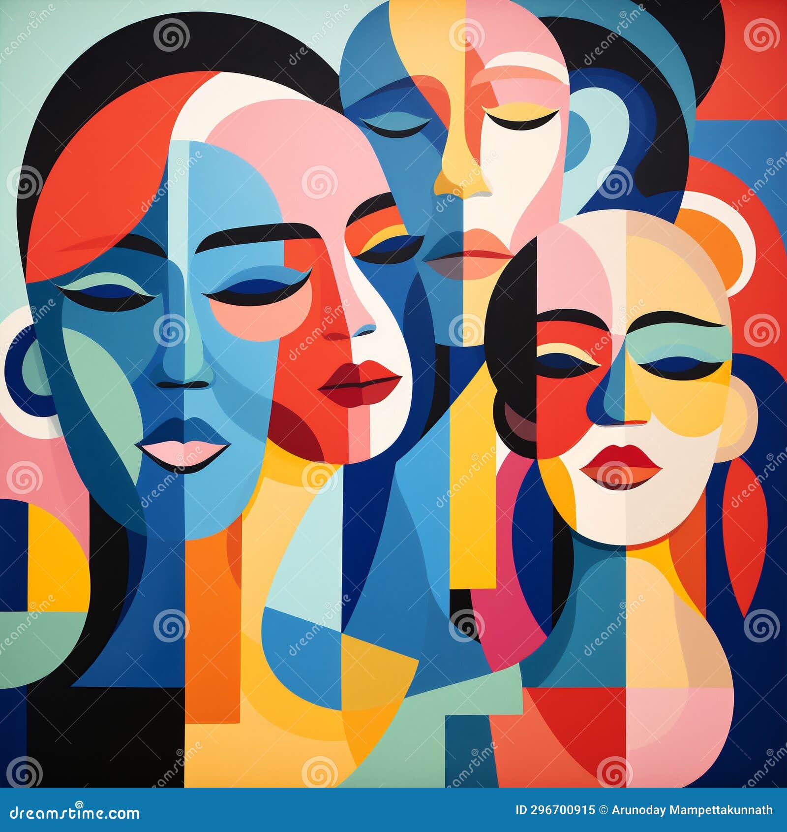 Abstract Modern Cubism Portrait Art Stock Illustration - Illustration ...