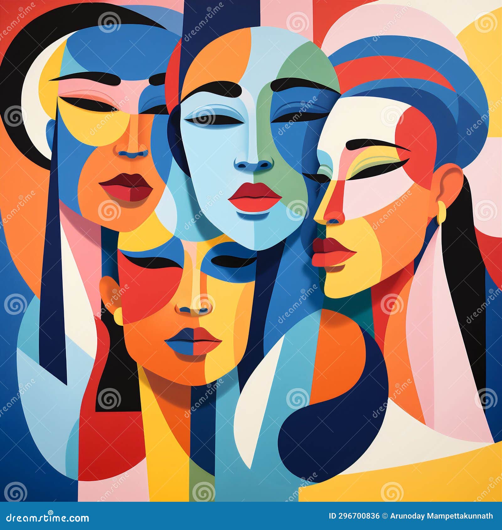 Abstract Modern Cubism Portrait Art Poster Stock Illustration ...