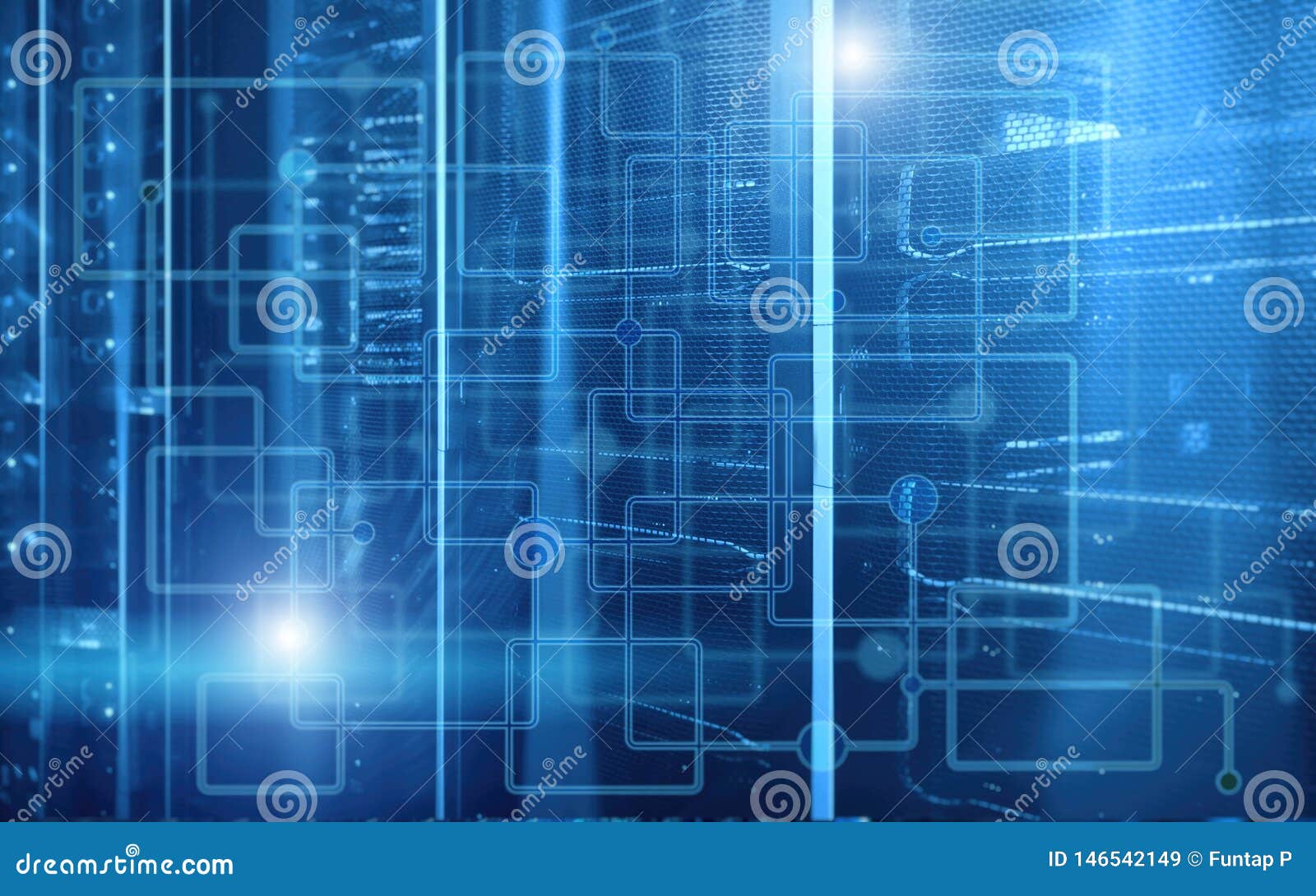 Abstract Modern Data Center Room. Electronic Computer Hardware ...