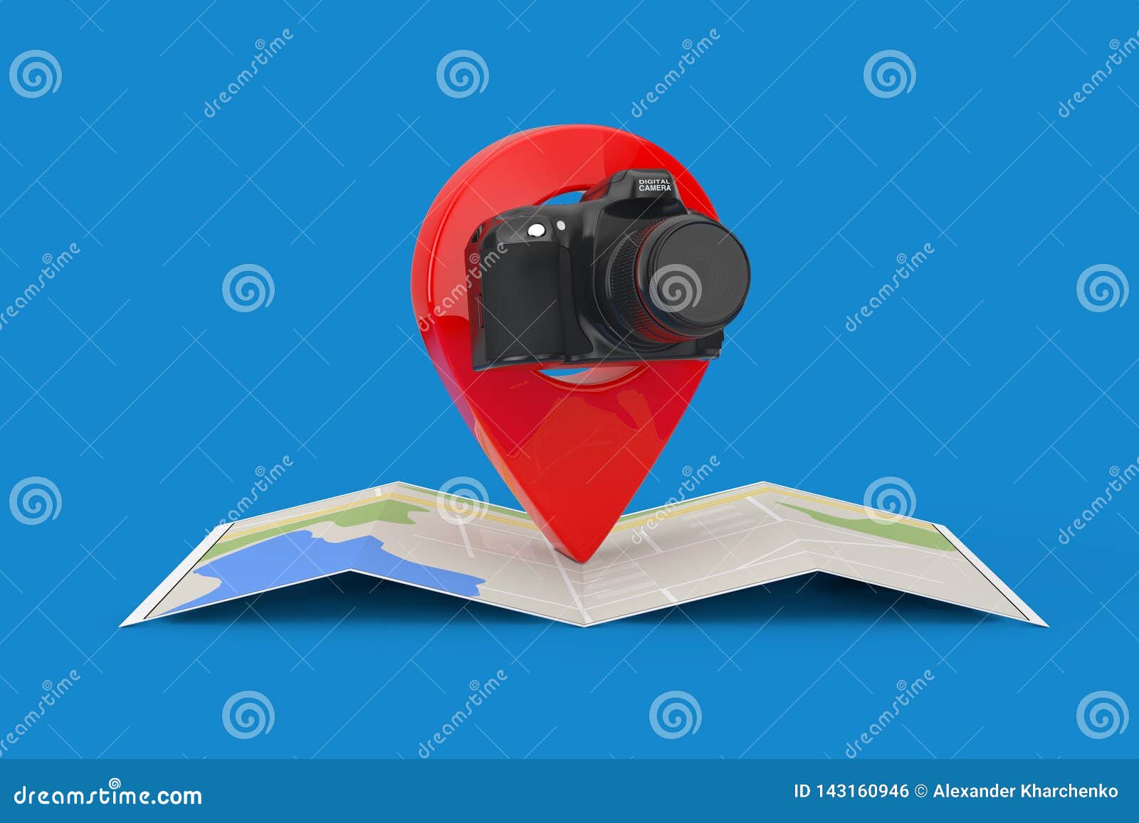 Abstract Modern Digital Photo Camera Over Folded Abstract Navigation ...