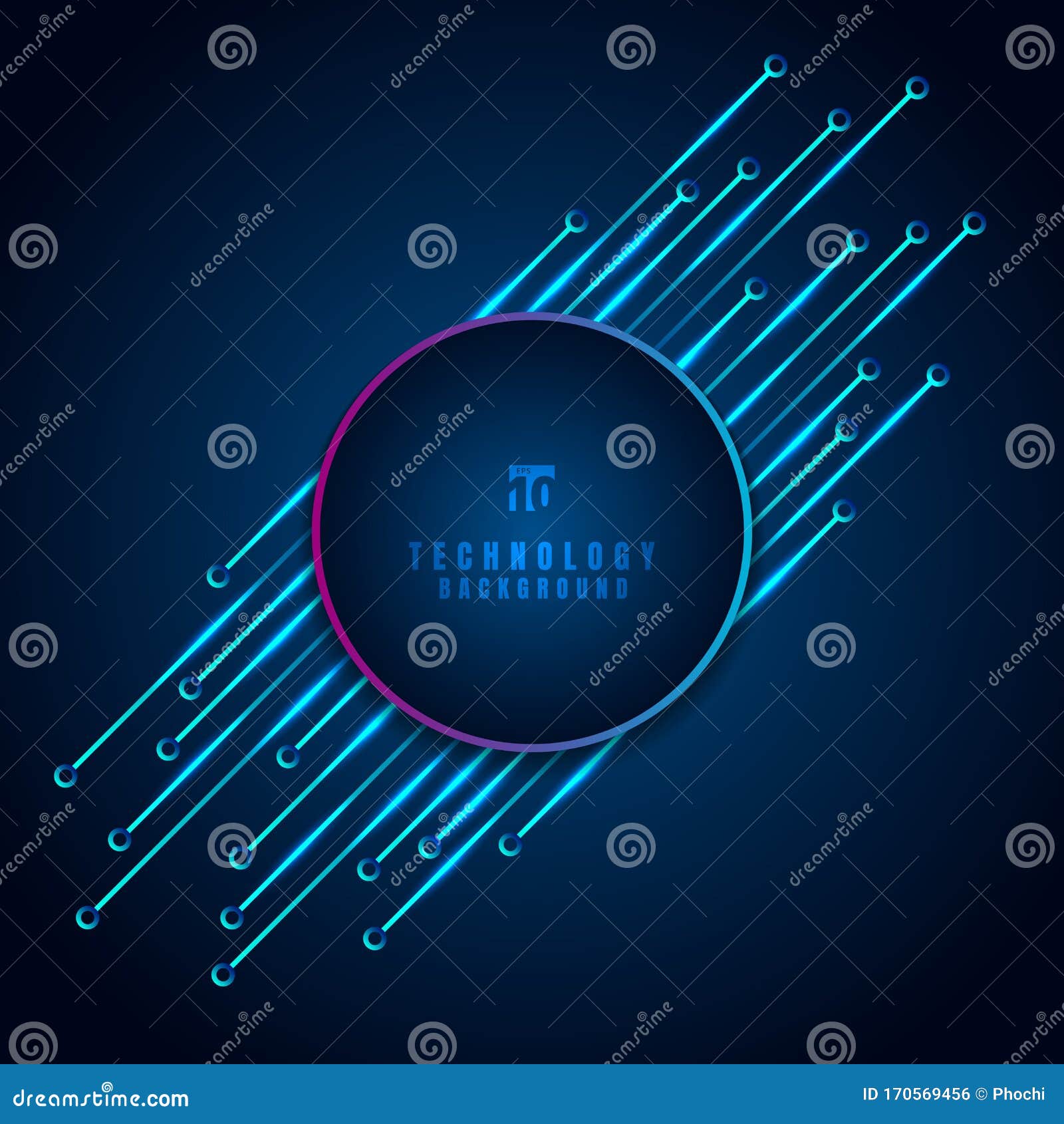 Abstract Modern Digital Technology Concept Circle Frame with Circuit ...