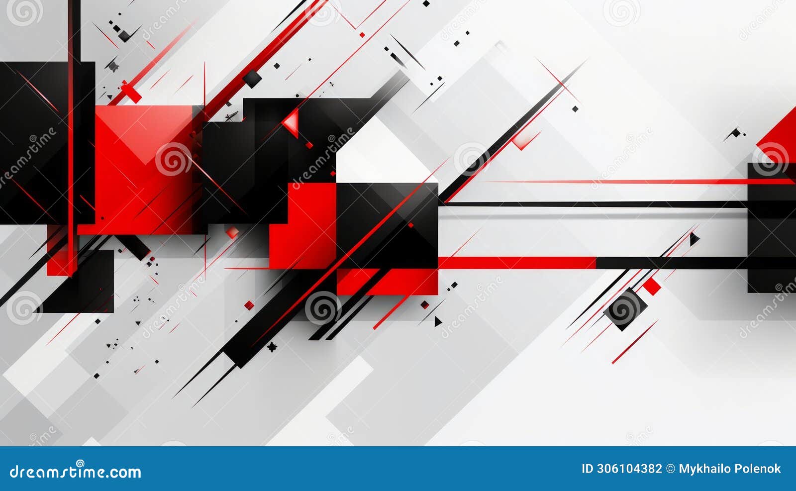 Abstract Modern Geometric Background Black and Red. Neural Network AI ...
