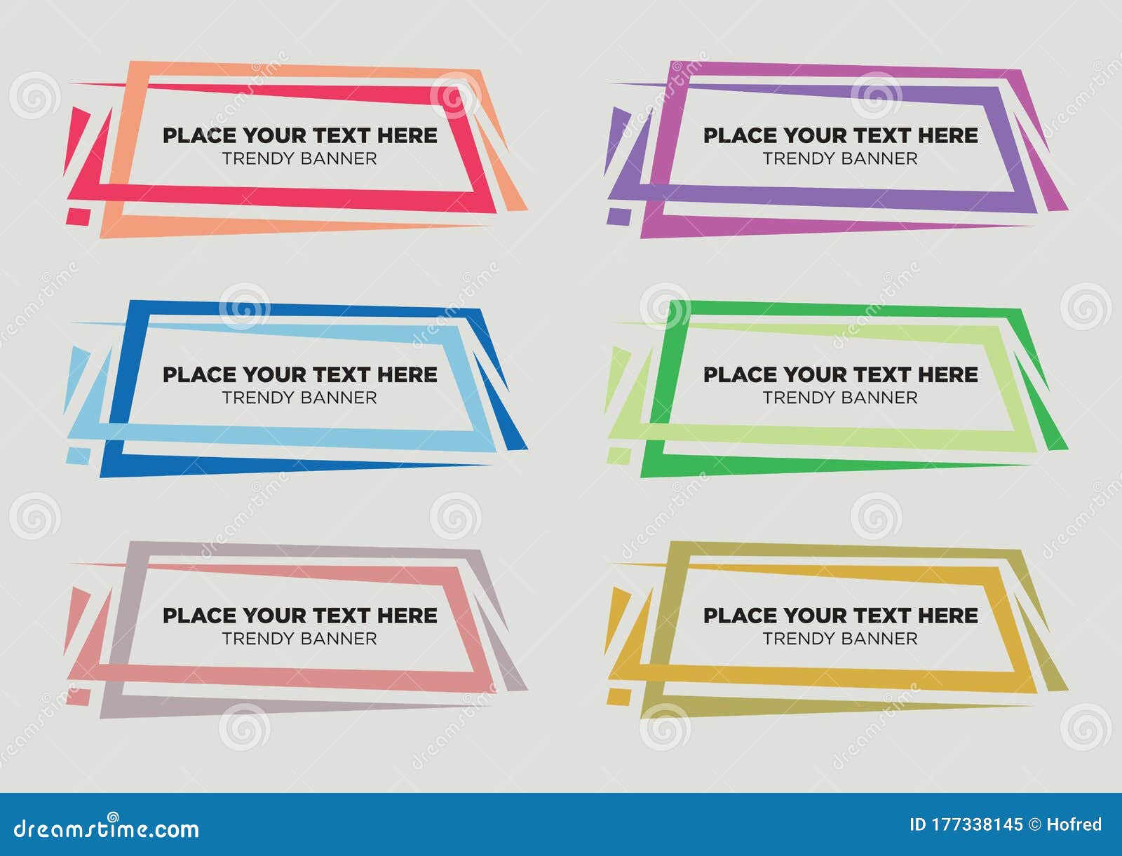 Abstract Modern Geometric Graphic Element Banners in Six Colored Forms ...