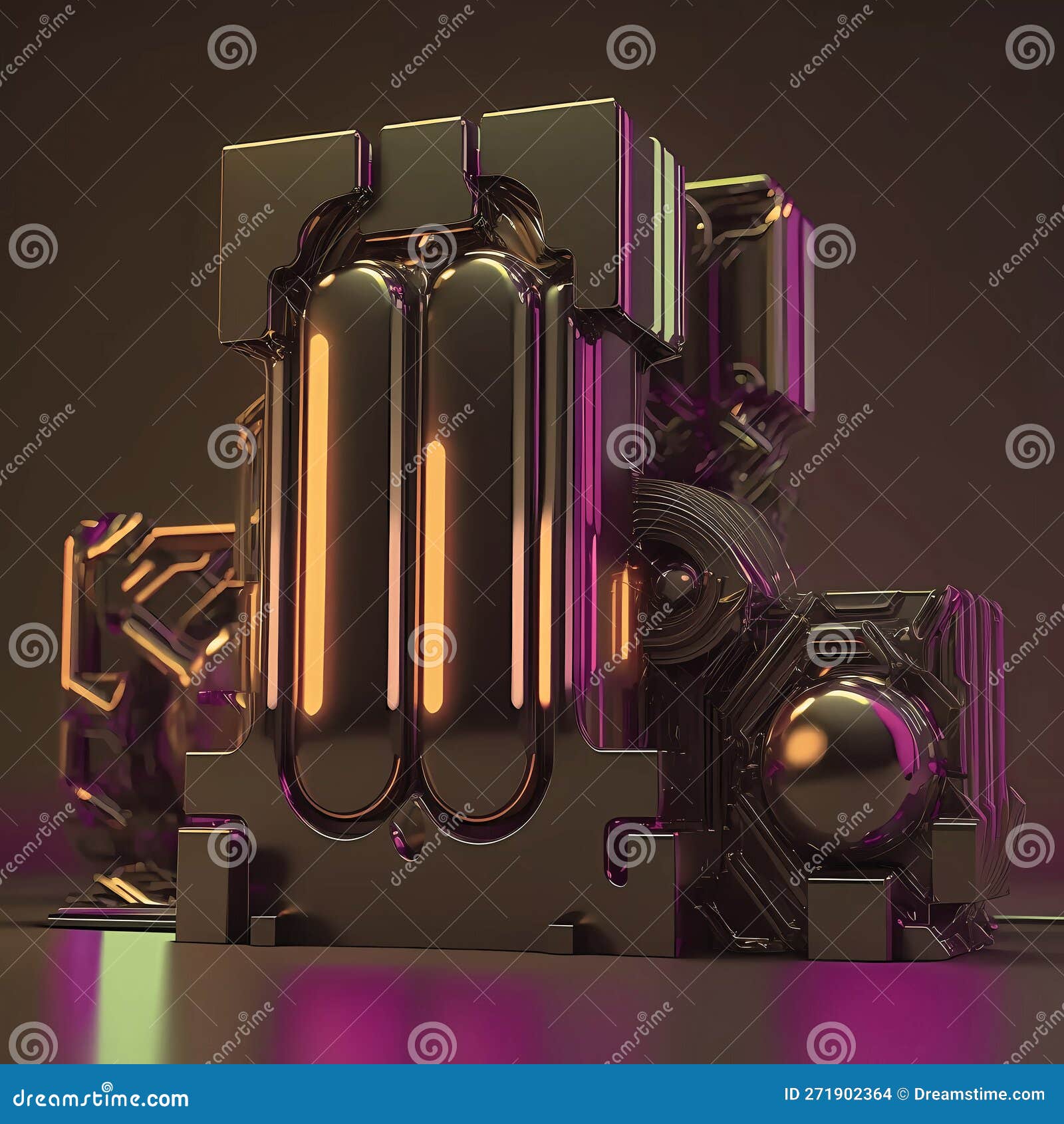 Abstract Modern Geometric Graphite 3d Elements with Neon Light Stock ...