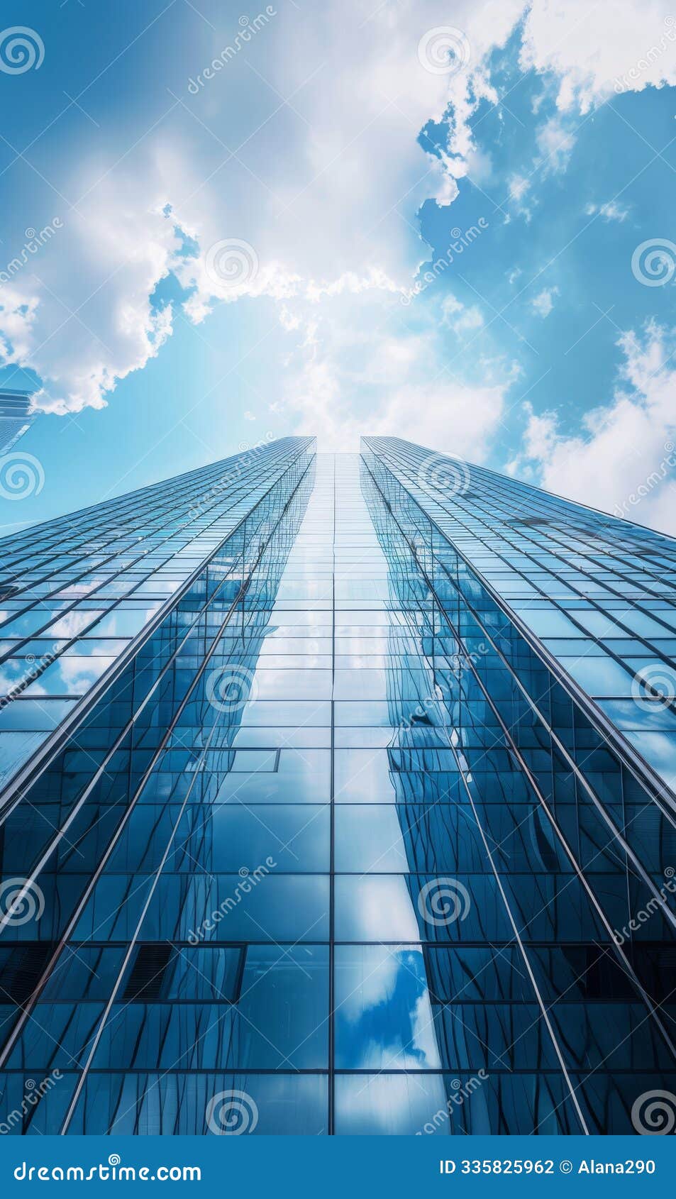 Abstract Modern Glass Office Building in Downtown, View from Below ...