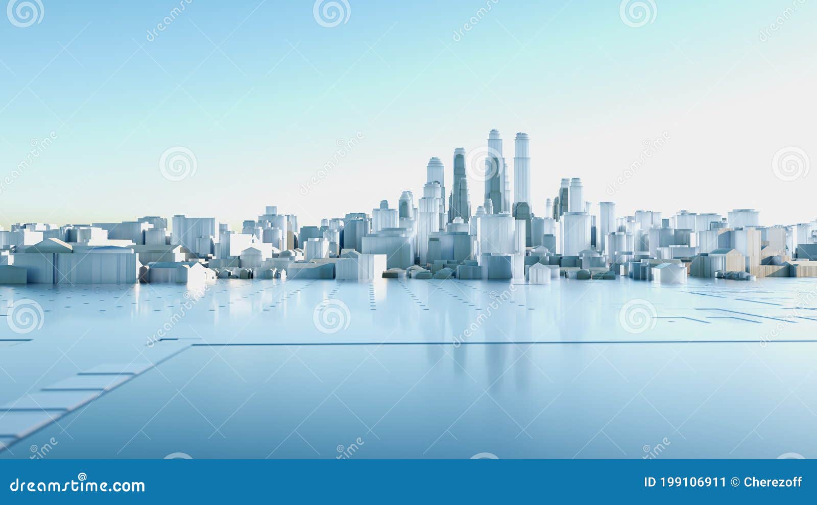 Abstract Modern High Quality City Panorama in Sunny Day Stock ...