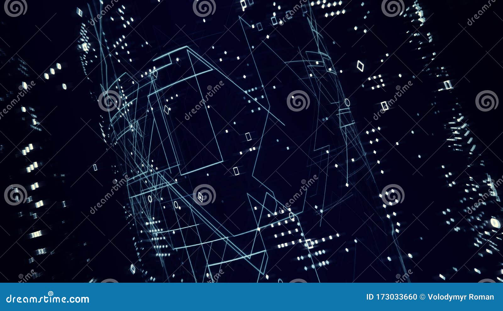 Abstract of Modern High Tech Internet Data Center Room with Rows of ...