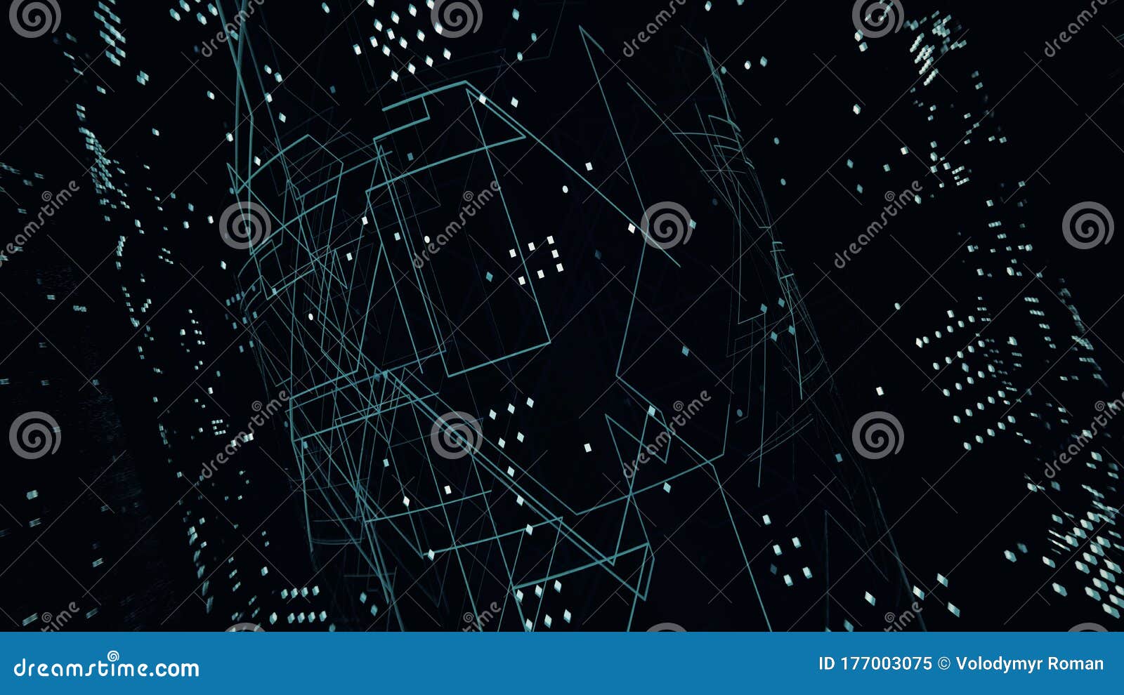 Abstract of Modern High Tech Internet Data Center Room with Rows of ...