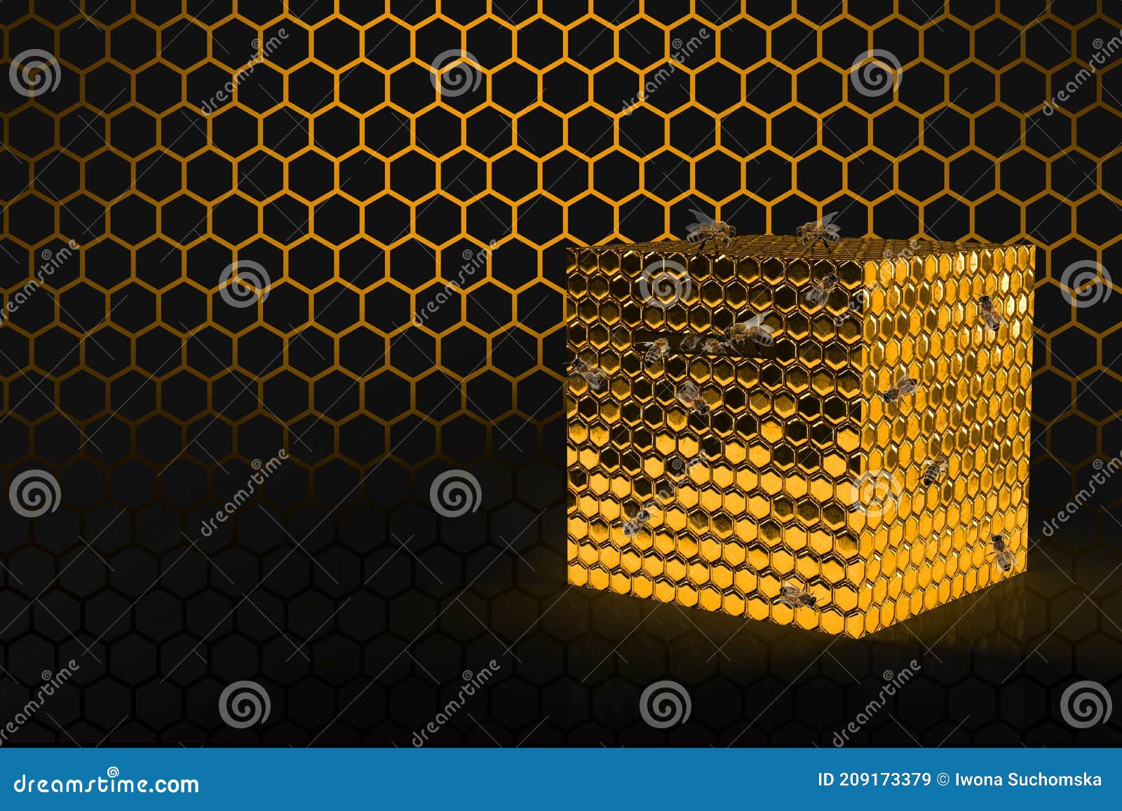 A Abstract Modern Hive with Bee on Honey Comb on Beekeeper S Day. Magic ...