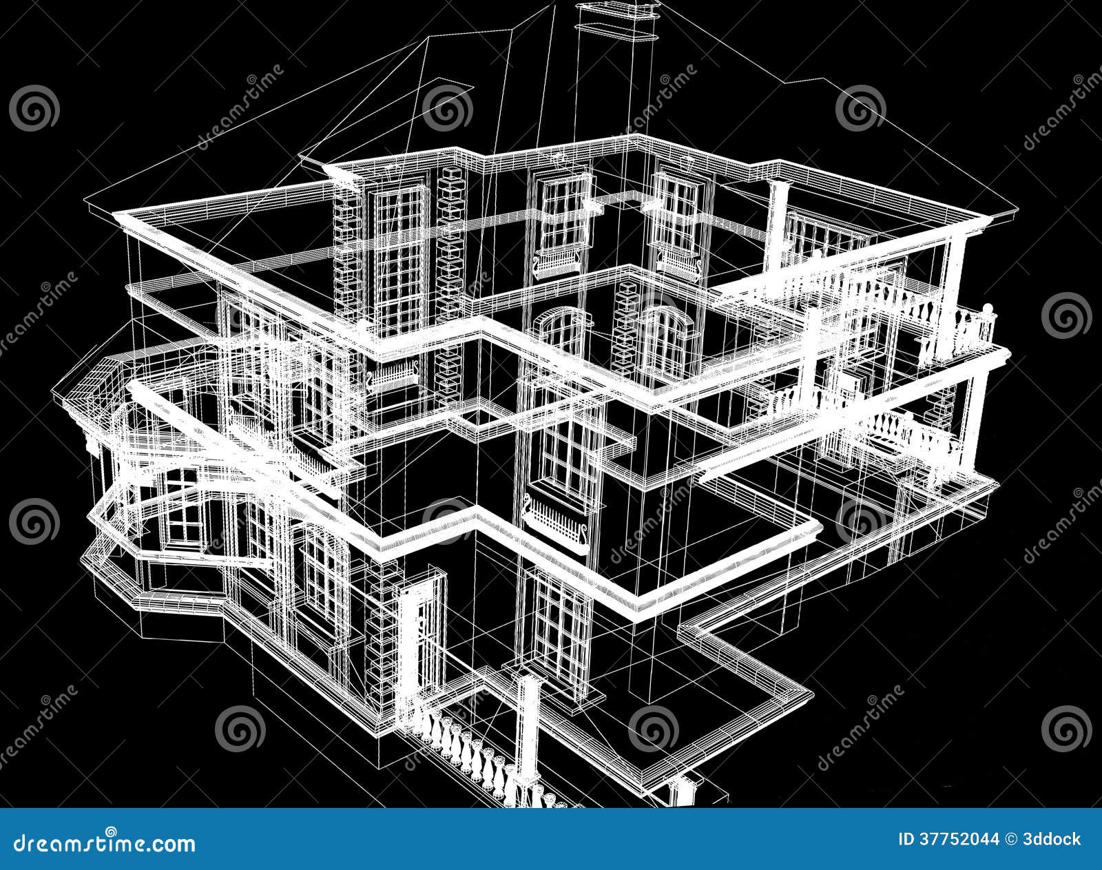 Abstract modern house stock illustration. Illustration of blueprint ...