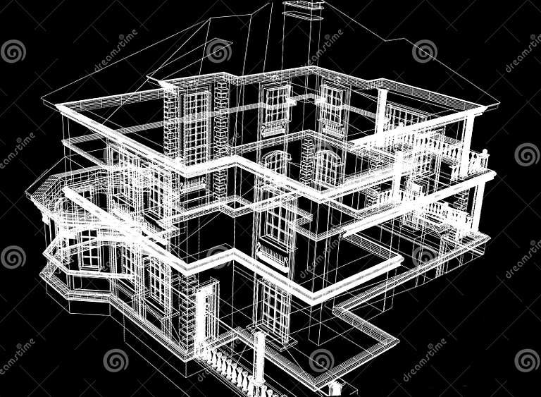 Abstract modern house stock illustration. Illustration of blueprint ...