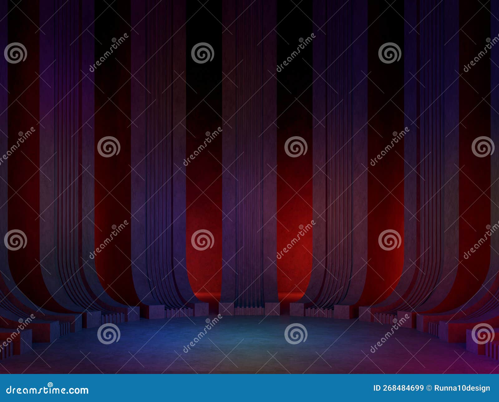 Abstract Modern Loft Style Colorful Concrete Column Hall Background 3d ...