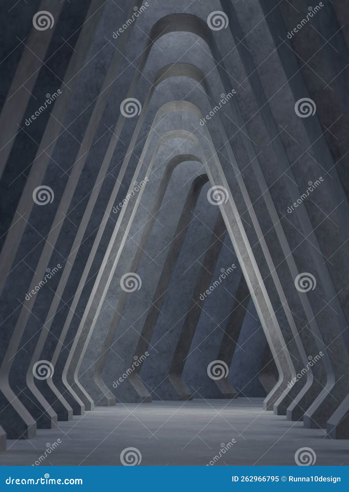 Abstract Modern Loft Style Empty Triangle Indoor Corridor 3d Render ...