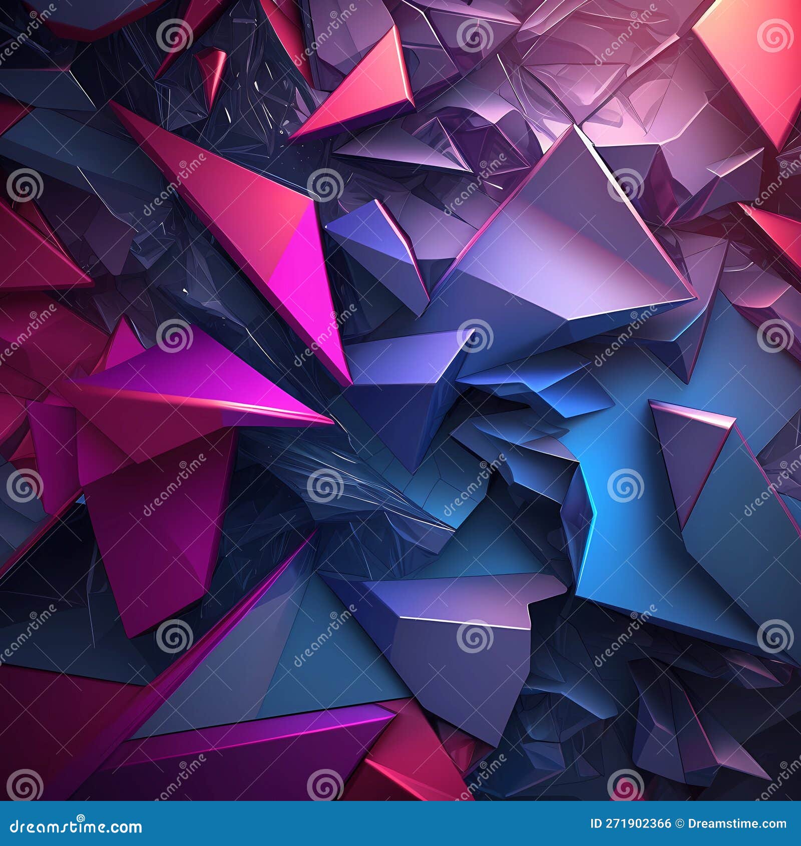 Abstract Modern Lowpoly Geometric 3d Elements with Neon Light Stock ...