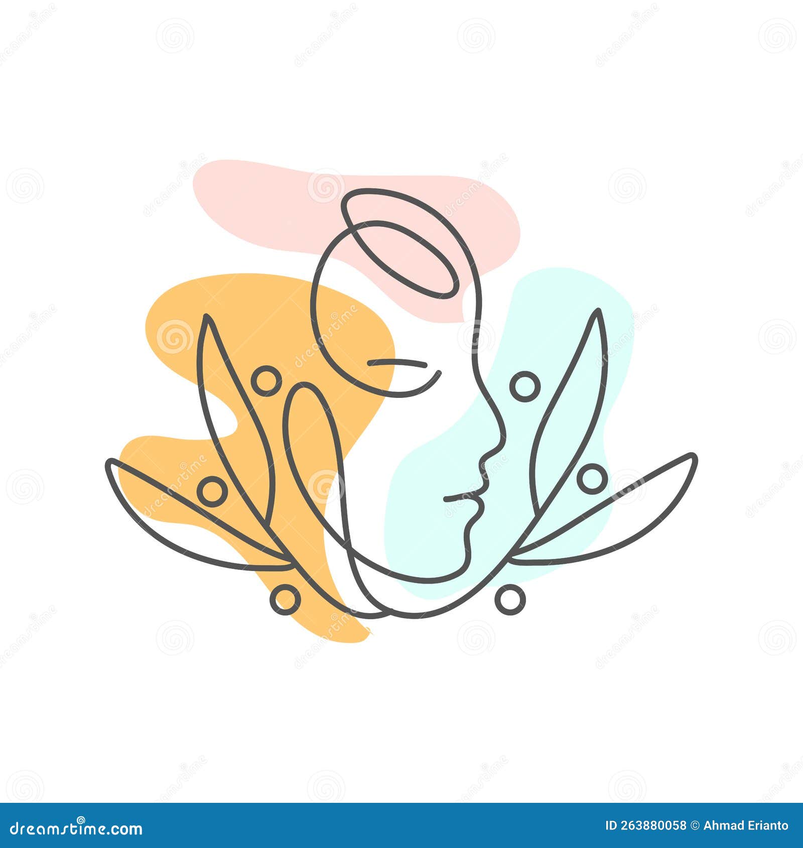 Abstract Modern Minimalist Woman Face Line And Art Background With