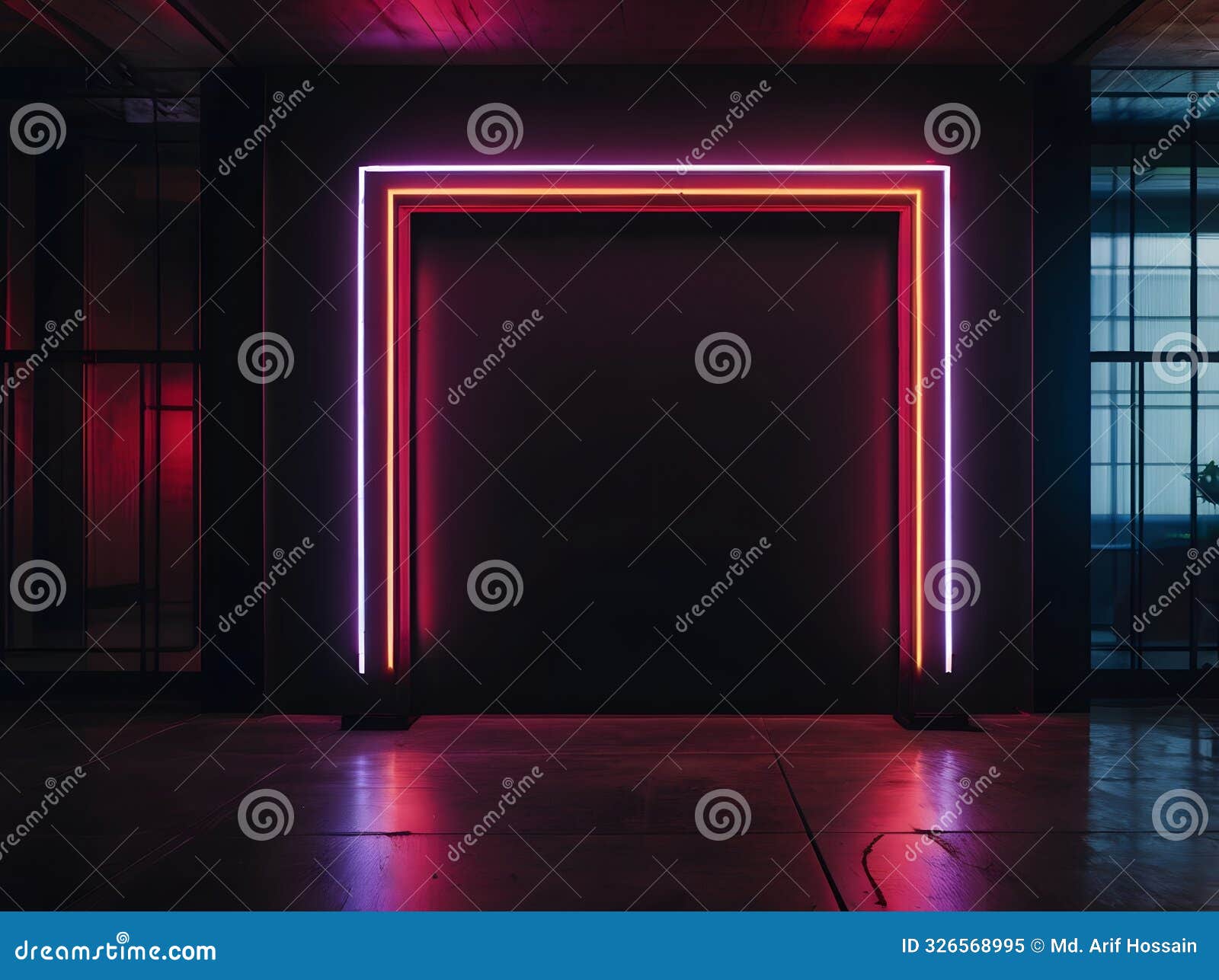 Abstract Modern Neon Frame Background Generative by Ai Stock ...