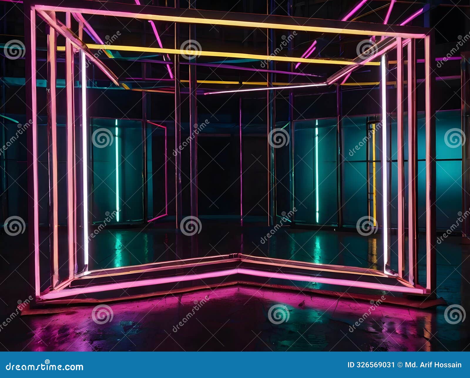 Abstract Modern Neon Frame Background Generative by Ai Stock ...